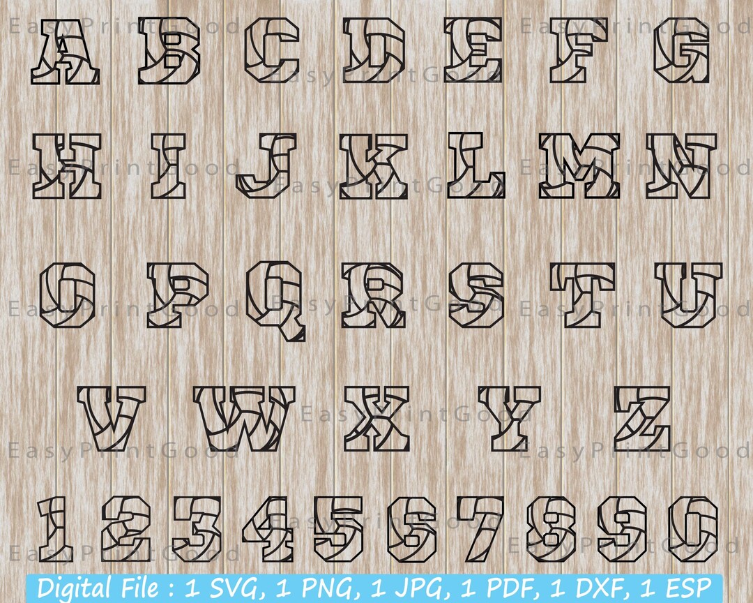 Volleyball Letters & Numbers SVG Font: Team Alphabet (digital Download ...