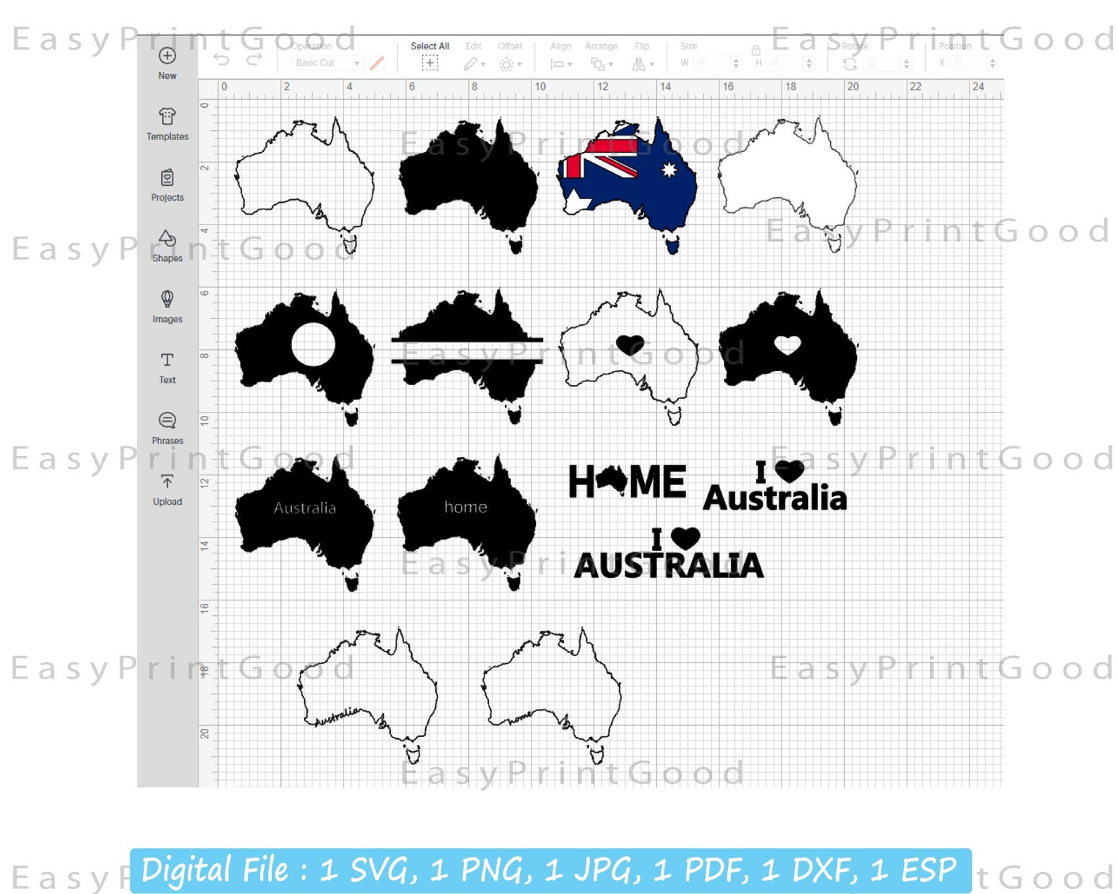 Australia Map SVG Bundle: Flag, Outline, Monogram (digital Download) - Etsy
