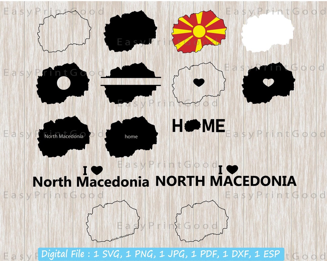 North Macedonia Map Svg Bundle, Macedonian Clipart, Country Nation ...