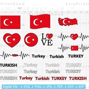 Turkey Flag Bundle Svg, Turkish Svg, Turkey National Flag Svg, Turkey ...