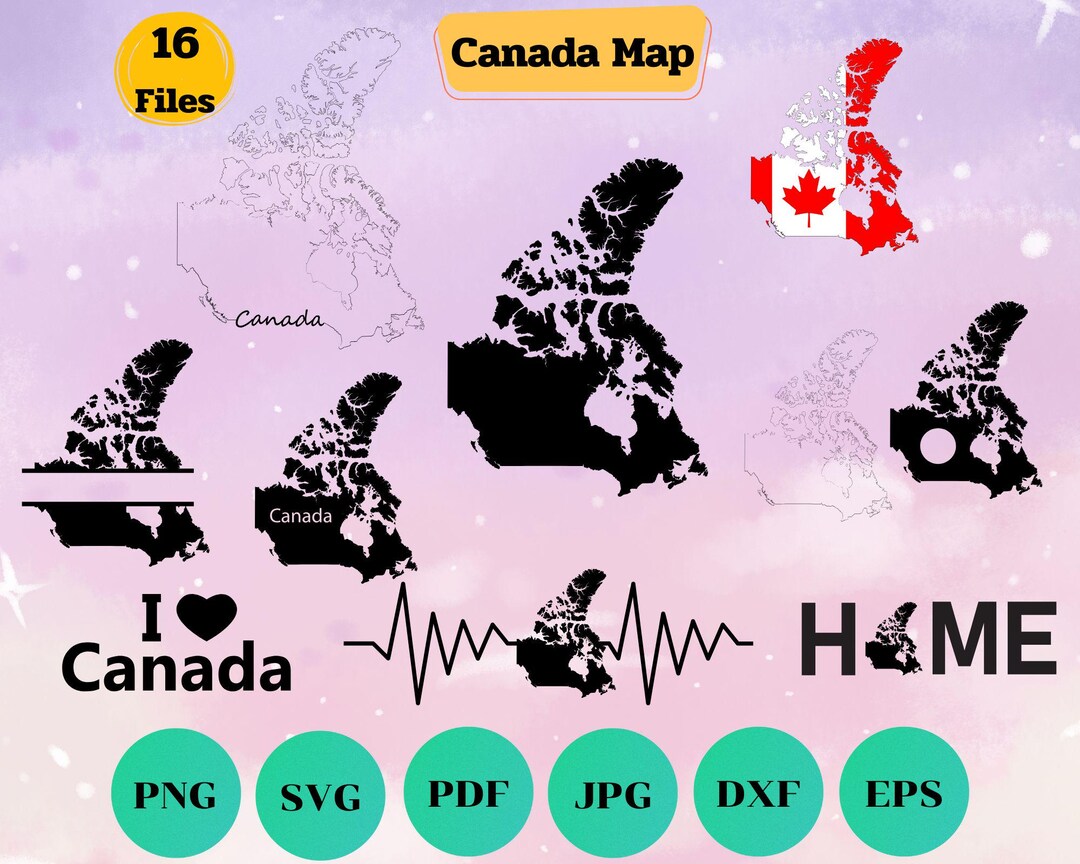 Map of Canada Svg Bundle, Canada Map, Monogram Frame, Canada Outline ...