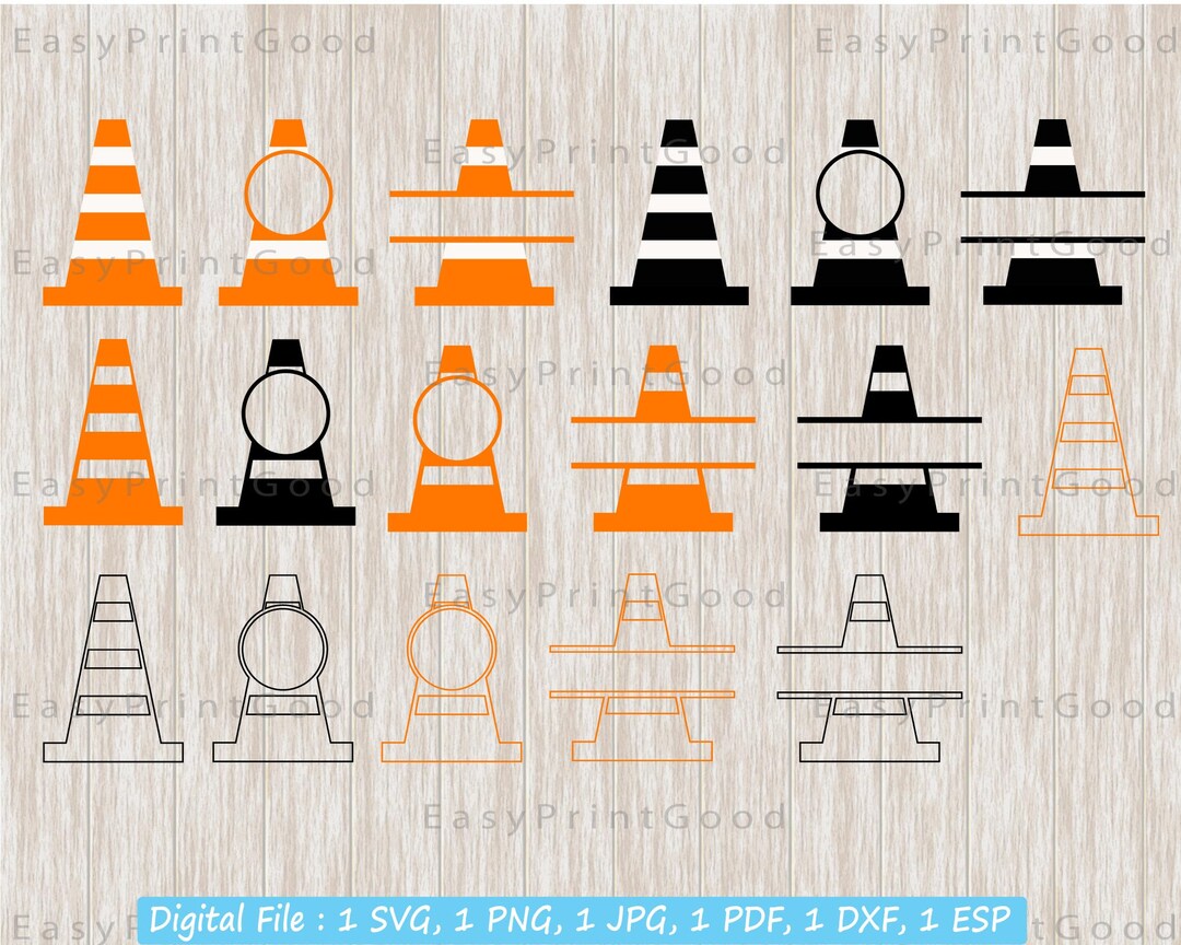 Traffic Cone Svg Bundle, Construction Cone Clipart, Safety Cone ...