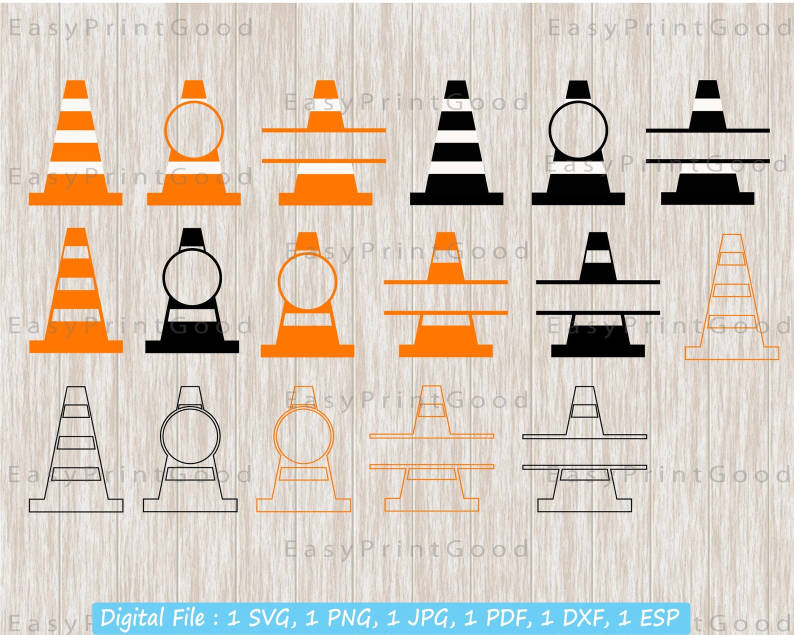 Traffic Cone Svg Bundle Construction Cone Clipart Safety - Etsy