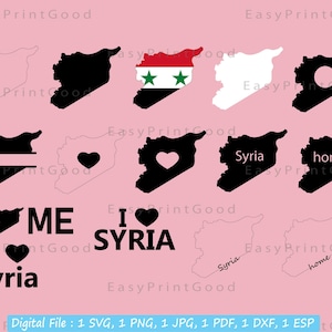 Syria SVG Bundle, Syrian Map, Syria Map Svg, Syria Clipart, Outline ...