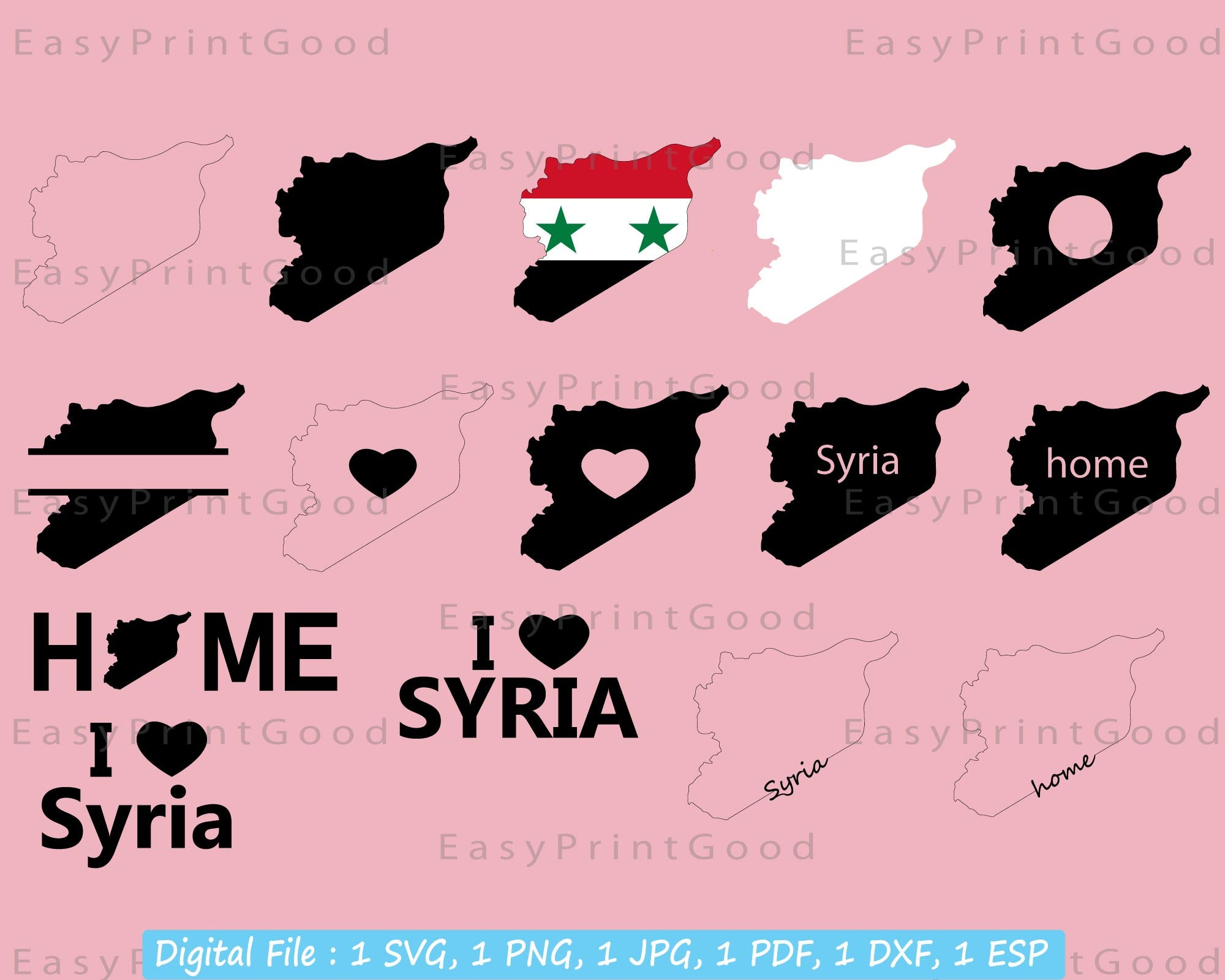 Syria SVG Bundle Syrian Map Syria Map Svg Syria Clipart - Etsy