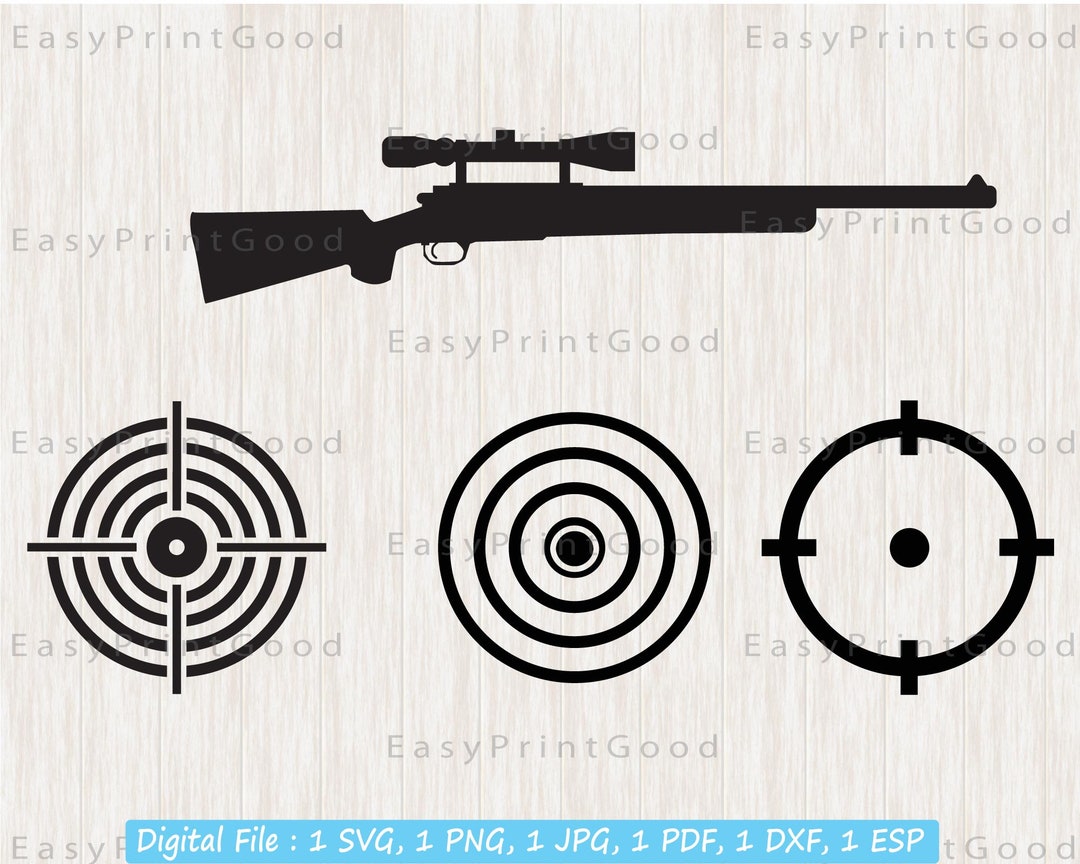 Target Svg, Target Practice Svg, Target Clipart, Gun, Rifles, Bullseye ...