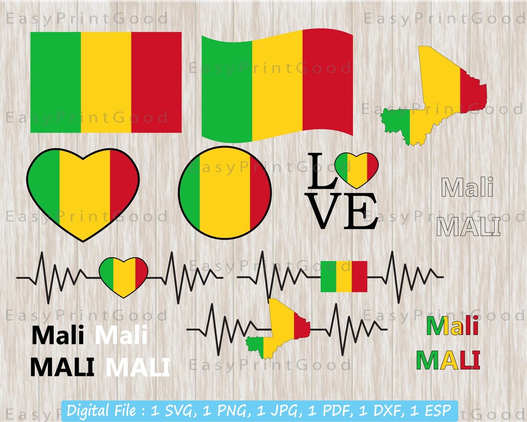 Mali Flag Bundle Svg, Mali Svg, Malian National Flag, Mali Flag Clipart ...