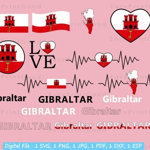 Gibraltar Flag SVG Bundle: Map, Clipart, Heart (digital Download) - Etsy