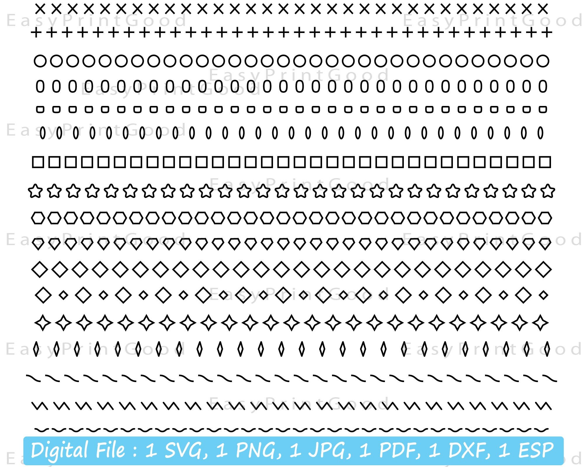 17 Lines Svg Dotted Lines Svg Lines Clipart Border Divider | Etsy