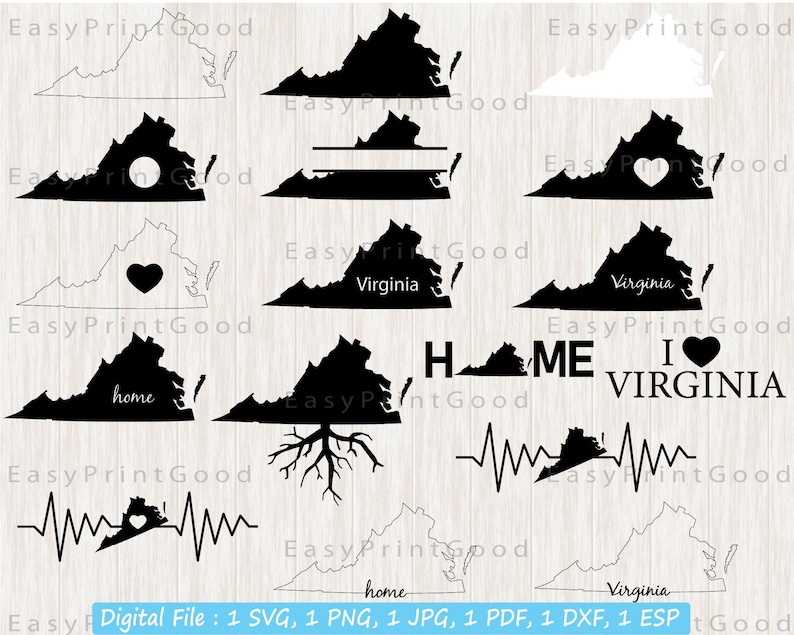 Virginia Svg Bundle Virginia State Svg Virginia Outline - Etsy