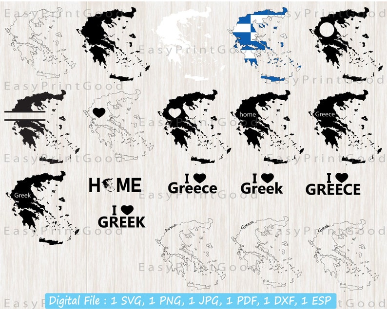 Greece Map Svg Bundle Greece Map Outline Greek Map Greek - Etsy