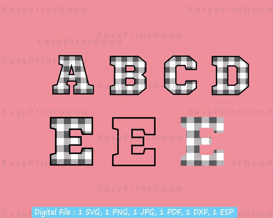 Buffalo Plaid Alphabet and Numbers Svg Buffalo Plaid Font | Etsy