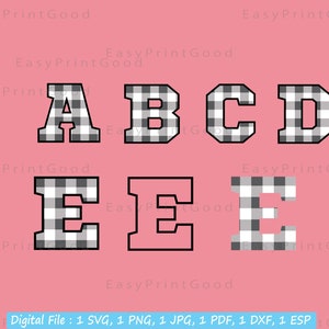 Buffalo Plaid Alphabet and Numbers Svg, Buffalo Plaid Font, Plaid ...