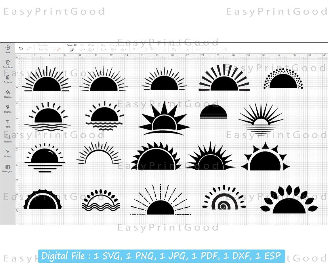 Sunrise SVG Bundle: Sun Silhouette Clipart, Cricut Cut File (digital ...