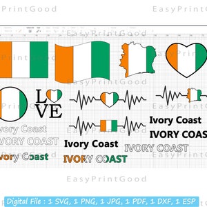 Ivory Coast Flag Bundle Svg, Côte D'ivoire National Flag Svg, Love ...