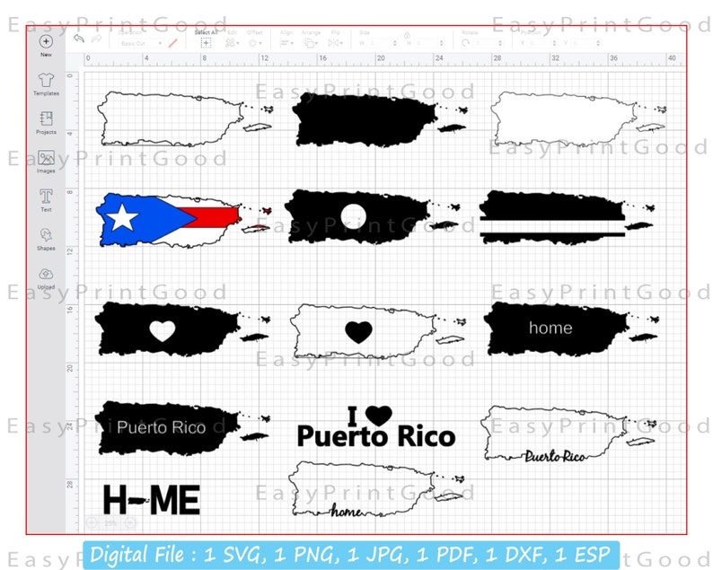 Puerto Rico SVG Bundle: Flag, Map, Outline (cut File) - Etsy