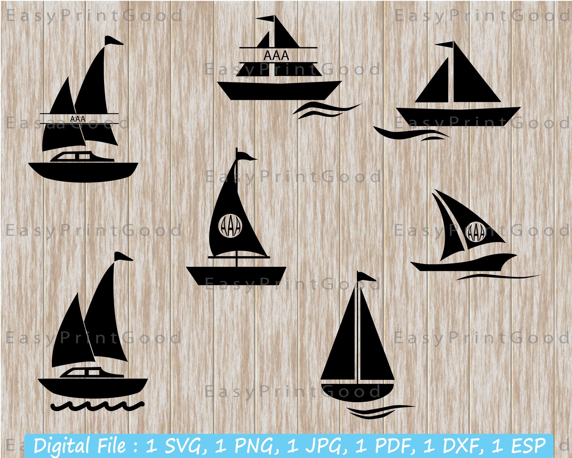 Sailboat Svg Sailing Clip Art Sailboat Monogram Svg Sailboat | Etsy