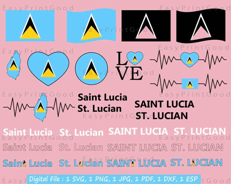 Saint Lucia Flag SVG Bundle: St. Lucian Clip Art (digital Download) - Etsy