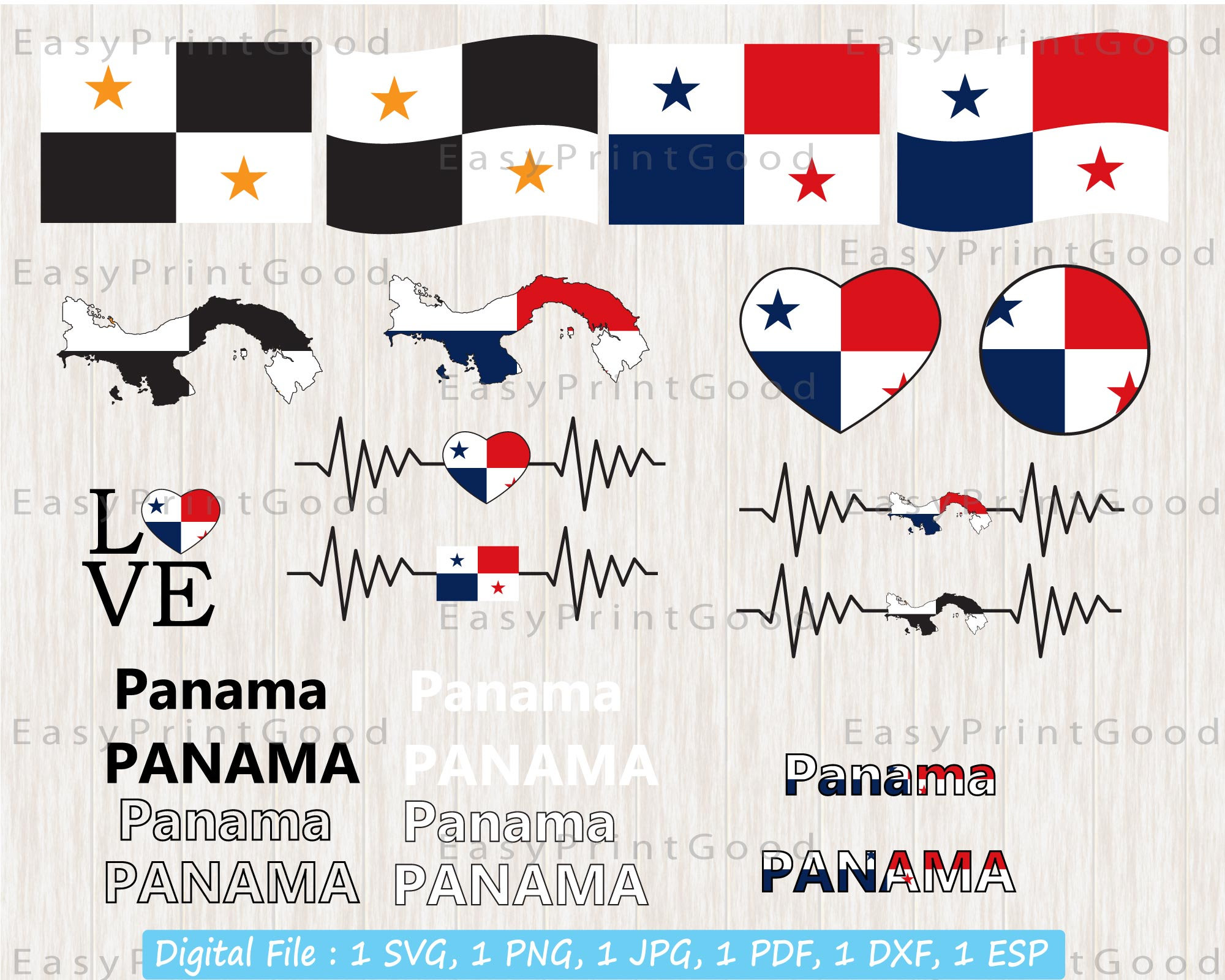 Panama Flag Svg Bundle Panama National Flag Love Panama - Etsy