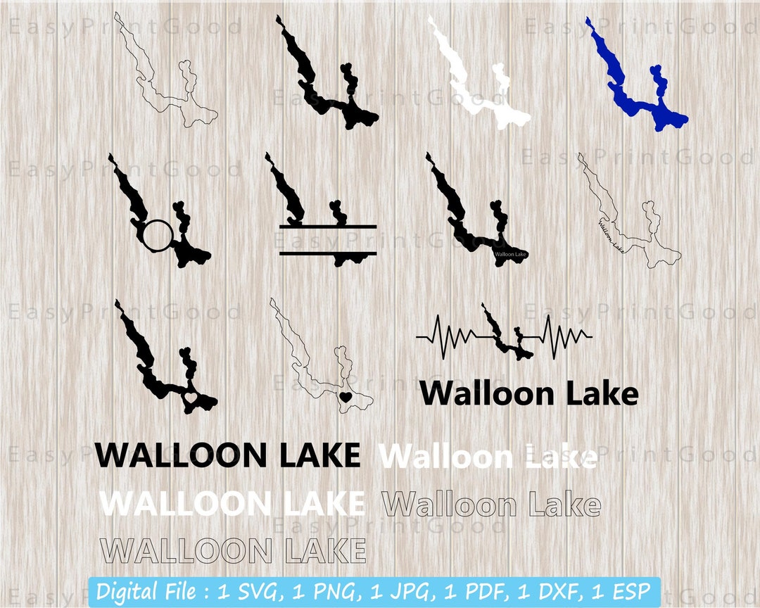 Walloon Lake Svg Bundle, Outline, Love, Clipart, Monogram Frame ...