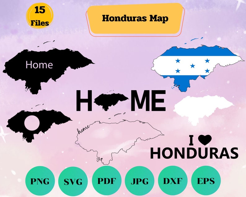 Honduras Map SVG Bundle: Outline, Clipart, Monogram (digital Cut File ...