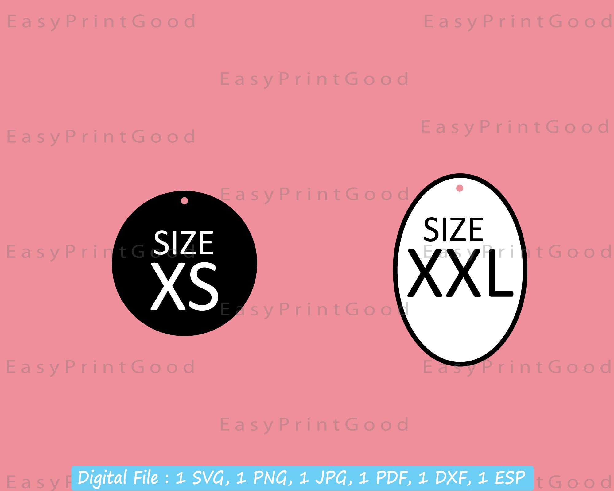 Tags Svg Bundle Size Label Svg XS S M L XL XXL Size | Etsy