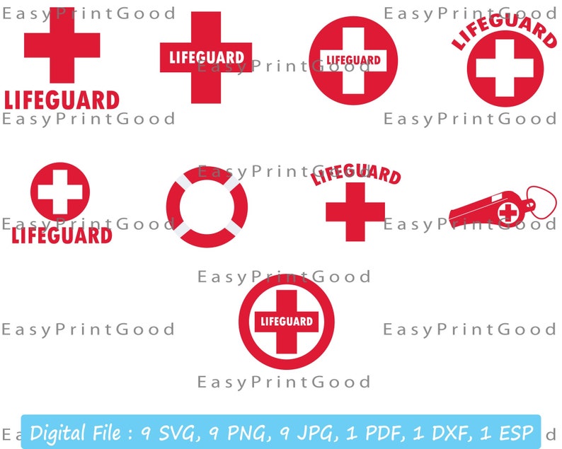 9 Styles Lifeguard Svg Lifeguard Svg Lifeguard Clipart - Etsy