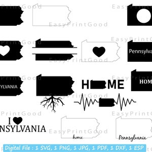 Pennsylvania State Svg Bundle, Pennsylvania State Clipart, Pennsylvania ...