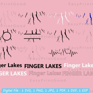 Finger Lakes Svg Bundle, Finger Lakes Outline, Love, Clipart, Monogram ...