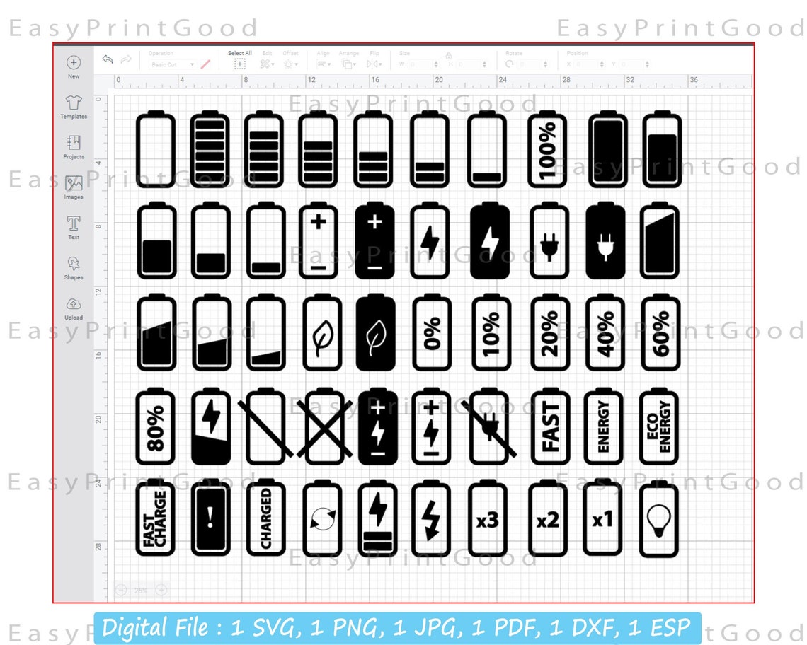 Battery SVG Bundle 50 Batteries Svg Batteries Clipart Low | Etsy