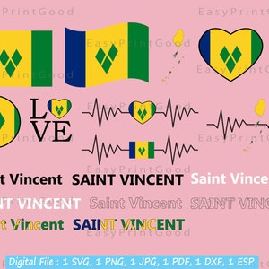 Saint Vincent Island National Flag Svg Bundle, St. Vincent Banner, Text ...