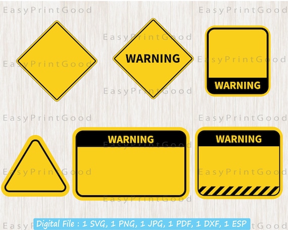 Yellow Road Warning Sign Svg Caution Svg Yellow Sign | Etsy