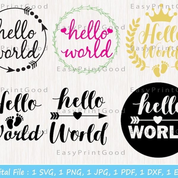 Hello World Clipart - Etsy