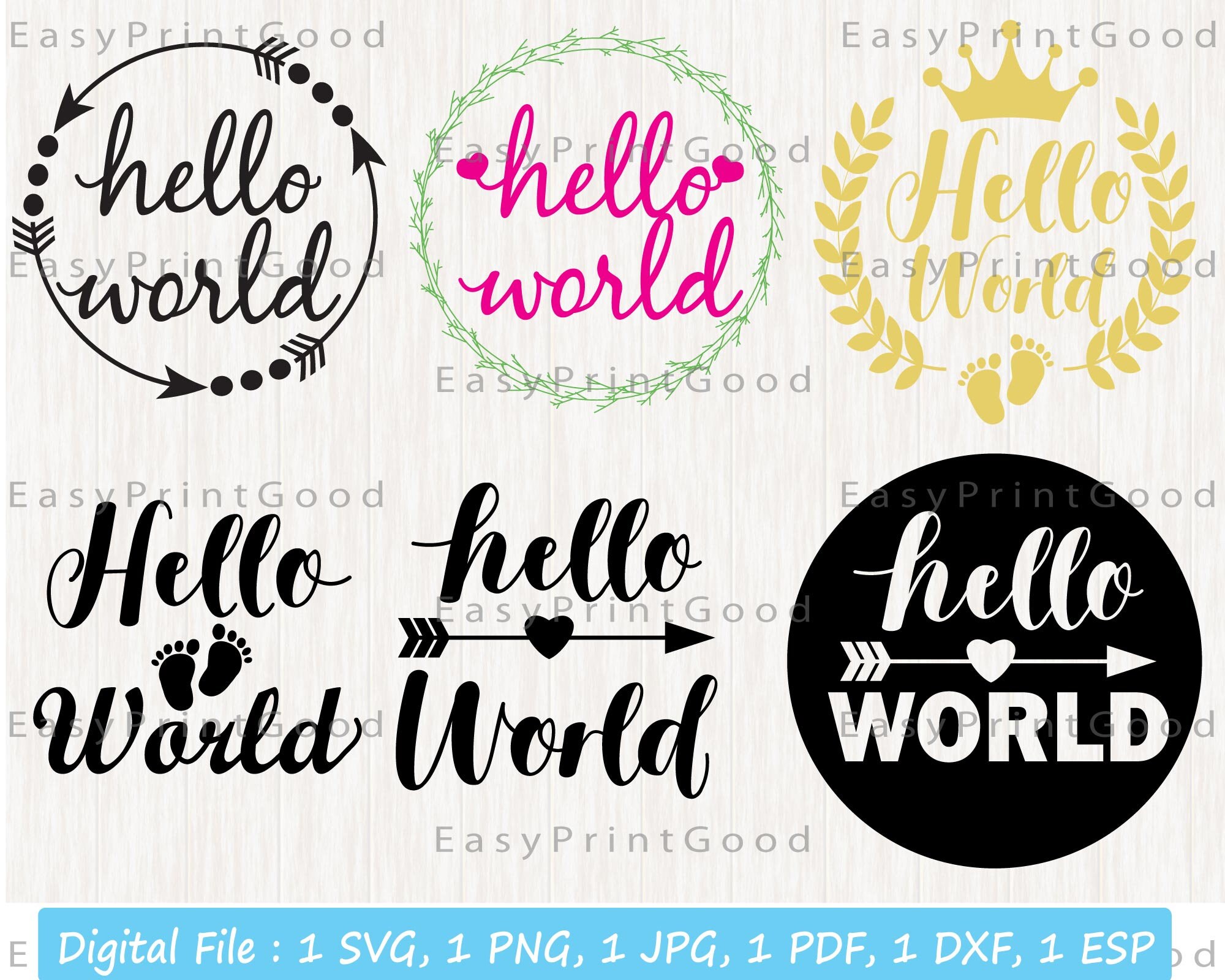 Hello World Svg Baby Svg Hello World Clipart Newborn Svg Hello | Etsy