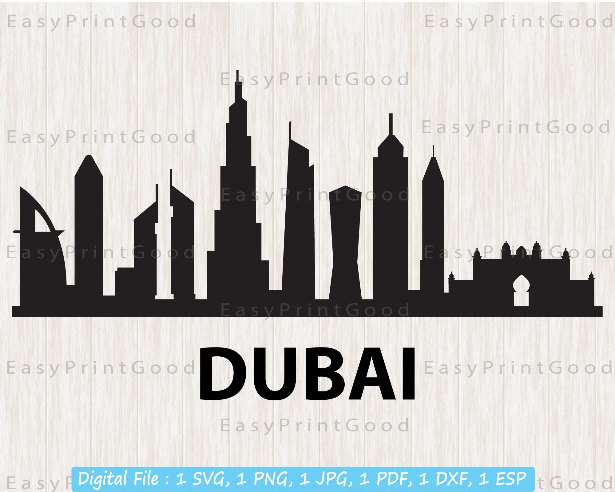 DUBAI UAE Svg Arab Emirates Svg Skyline Cityscape Horizon | Etsy