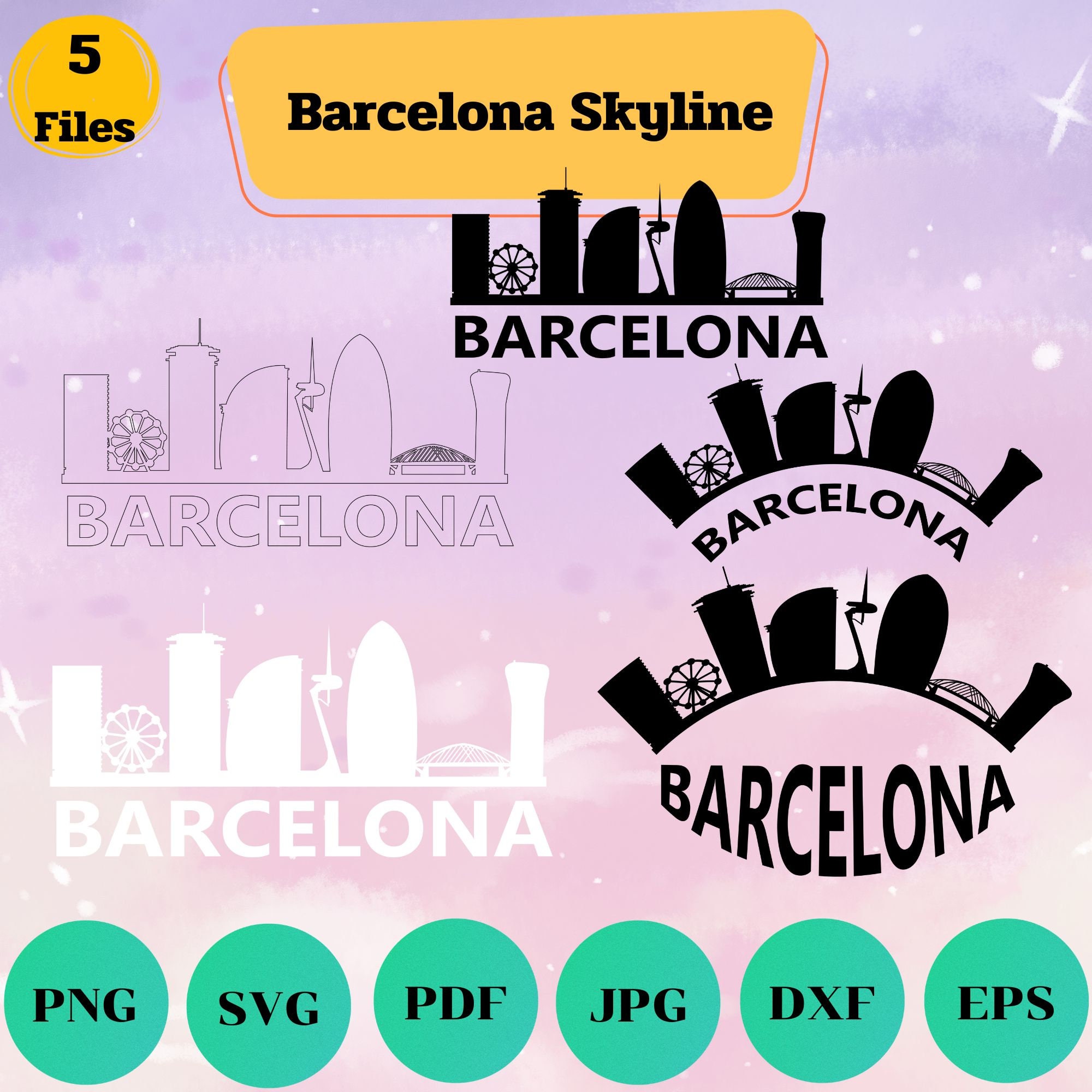Barcelona Svg Bundle, Barcelona Skyline Cityscape Silhouette, City ...