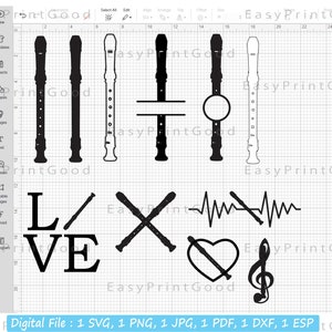 Recorder Bundle Svg, Recorder Flute Split Frame, Recorder School ...