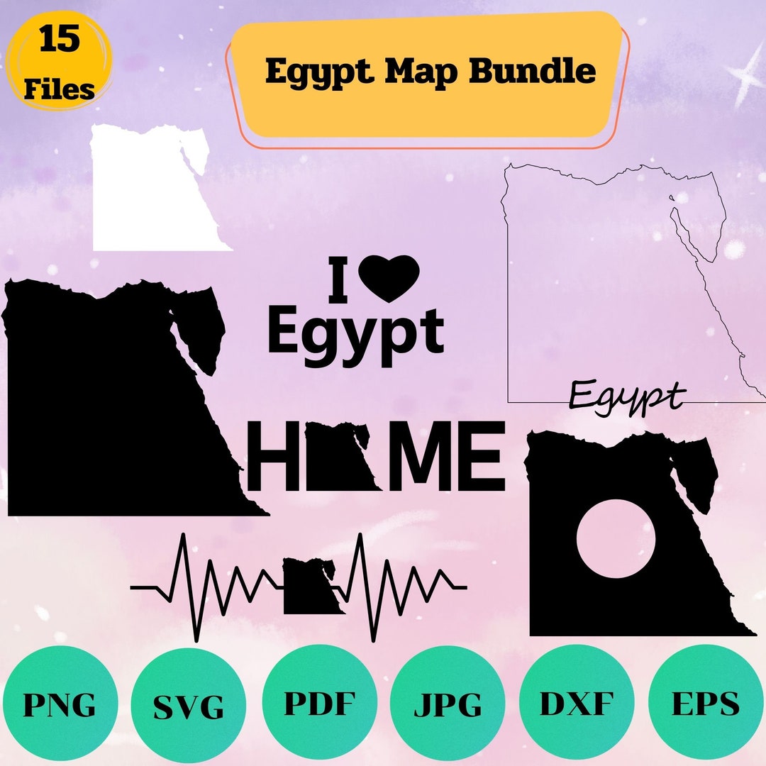 Egypt Svg Bundle, Egypt Outline, Egyptian Country National Flag Map ...