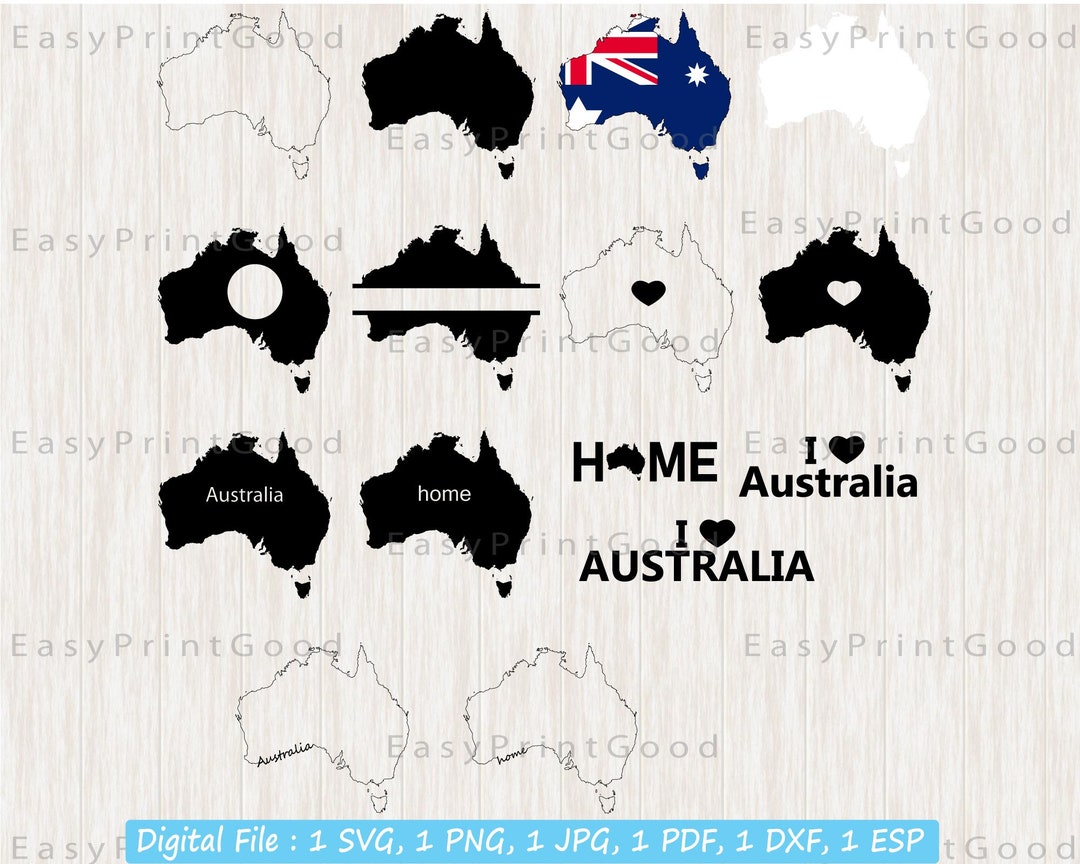 Australia Map Svg Bundle Australian Map Flag Svg Australia - Etsy