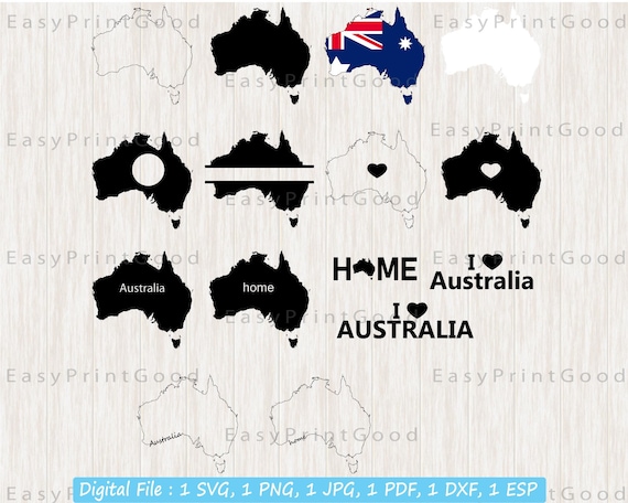 Australia Map Svg Bundle Australian Map Flag Svg Australia - Etsy