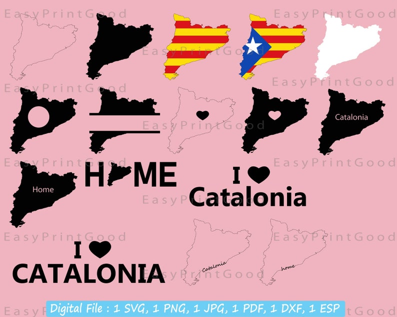 Catalonia Map SVG Bundle: Clipart, Outline, Flag (digital Download) - Etsy