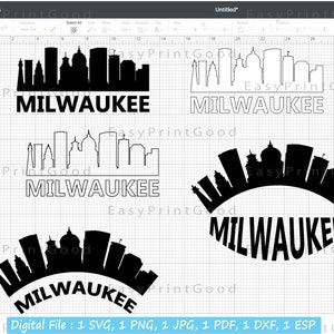 Milwaukee Skyline Svg, Milwaukee Skyline Cityscape Silhouette, City ...