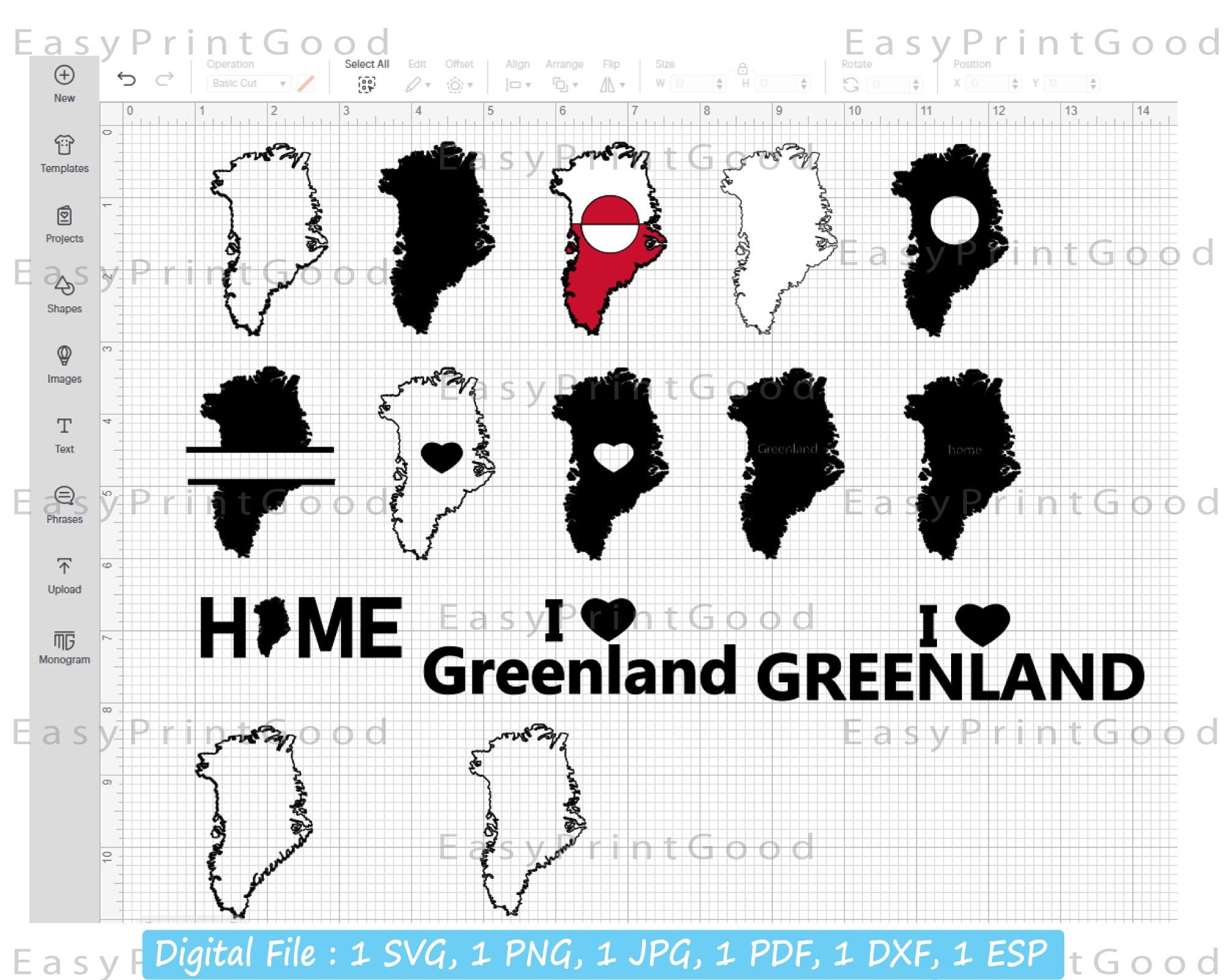 Greenland Map SVG Bundle: Outline, Clipart, Silhouette (digital ...