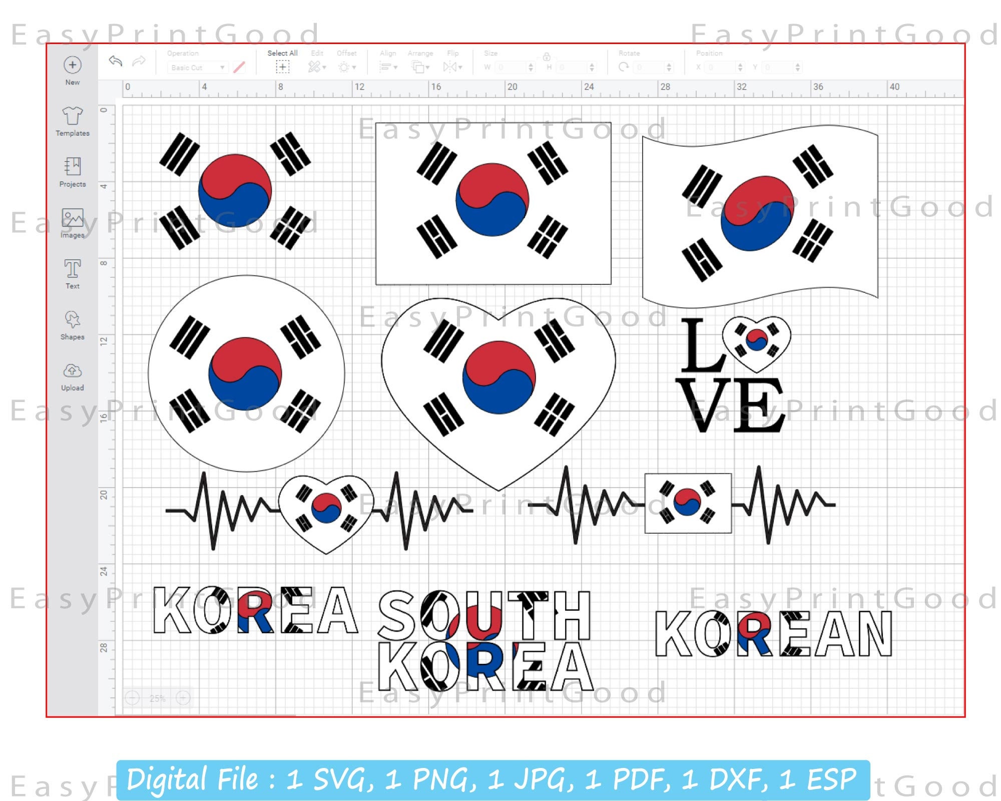 Corea del Sur SVG Bandera Nacional País nación coreana SVG | Etsy