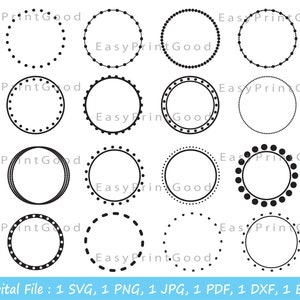 12 Round Dotted Monogram Frames Svg, Circle Monogram Frame Svg, Dooted Circle Wreaths Svg ...