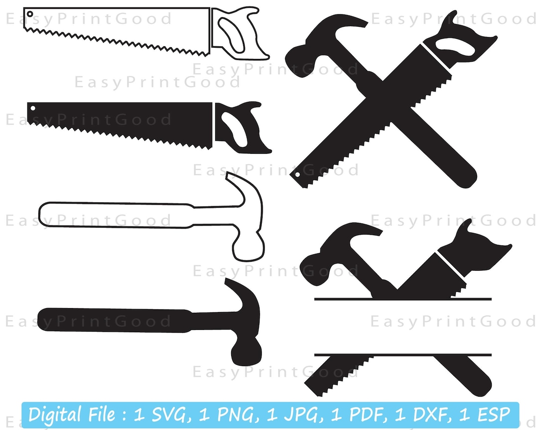Saw and Hammer Svg, Tools Svg, Tools Clipart, Woodworking Svg, Workshop ...