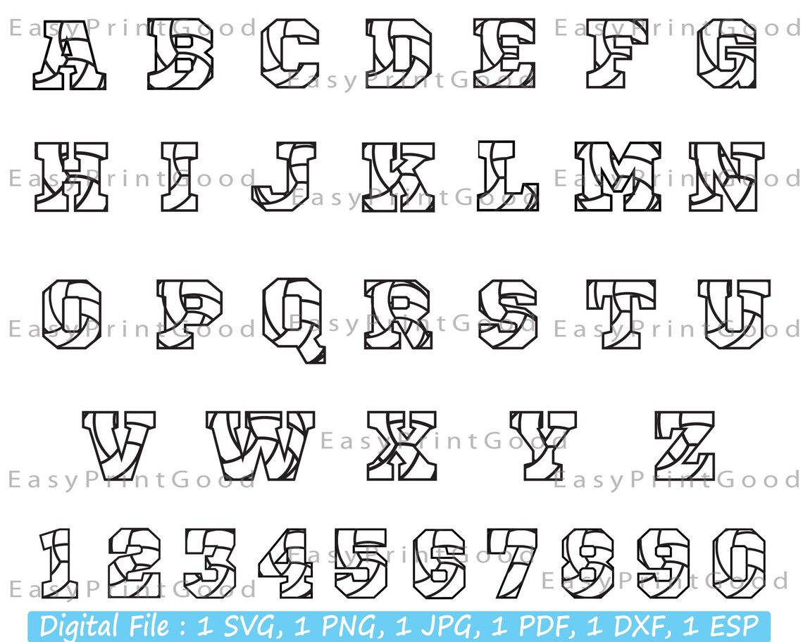 Volleyball Svg Volley Team Letters Fonts Svg Volley Team | Etsy
