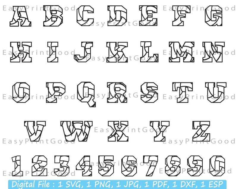 Volleyball Svg Volley Team Letters Fonts Svg Volley Team | Etsy