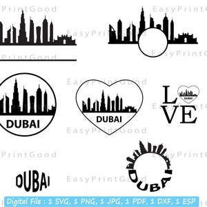 Dubai Frame Svg, Dubai Svg, United Arab Emirates Cityscape Silhouette ...