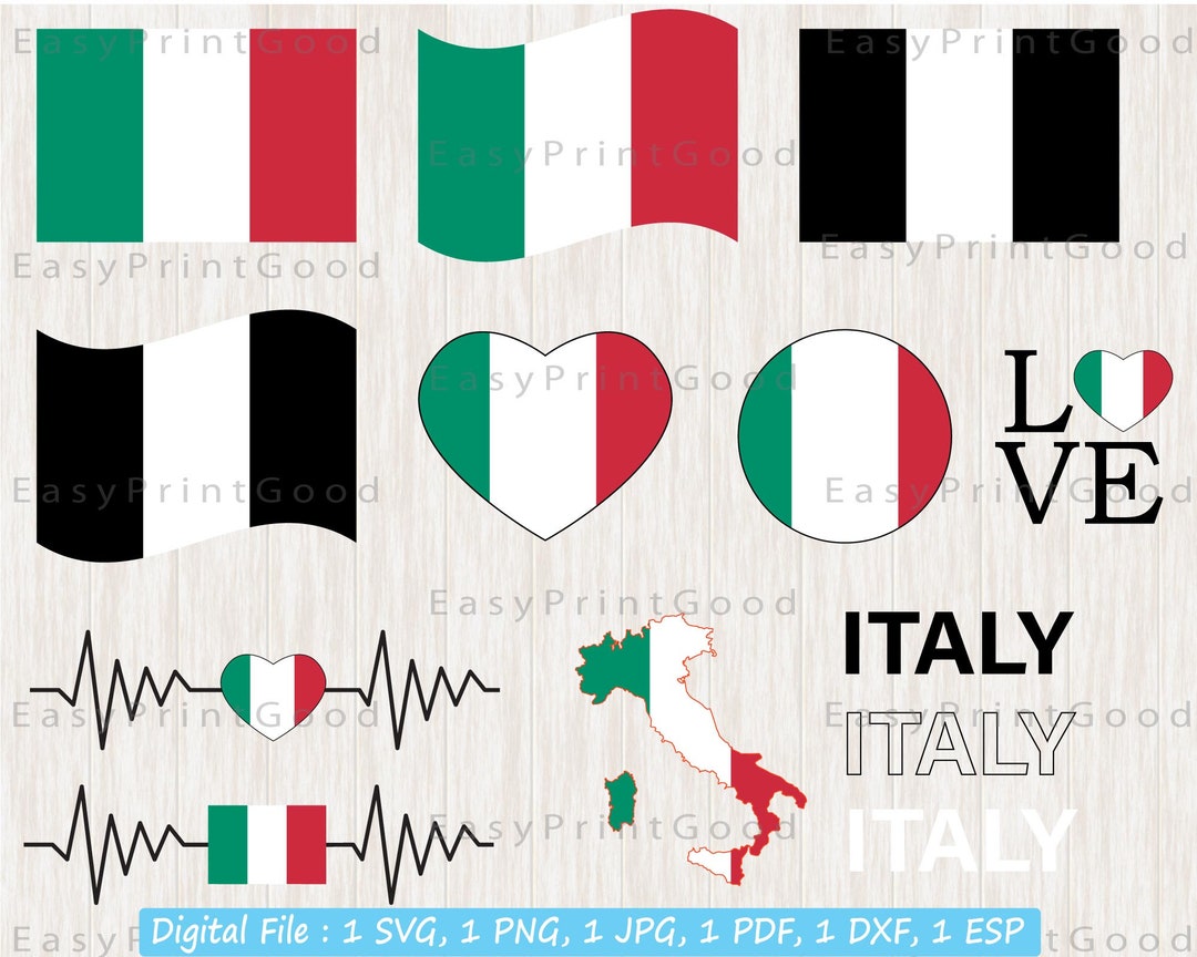 Italy Flag SVG Bundle: National Flag, Map, Heart (digital Download) - Etsy